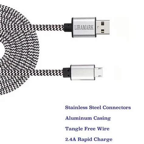 Extra Tough Unbreakable Braided Micro Usb Data Charging Cable 1 Meter Silver At 99 Piece