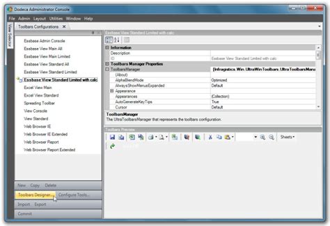 Toolbar Configuration Applied Olap Docs