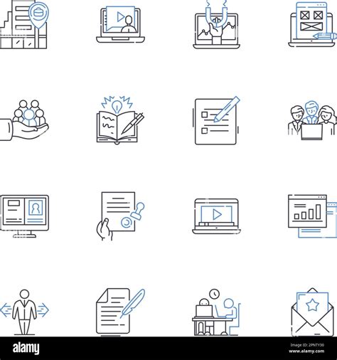 Cloud Based Group Line Icons Collection Collaboration Sharing