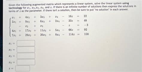 Solved Given The Following Augmented Matrix Which Represents Chegg