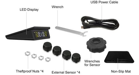 Solar Power Car TPMS With 4 Tire Sensors Tool Com