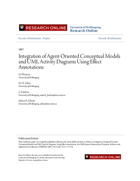 Pdf Integration Of Agent Oriented Conceptual Models And Uml Activity