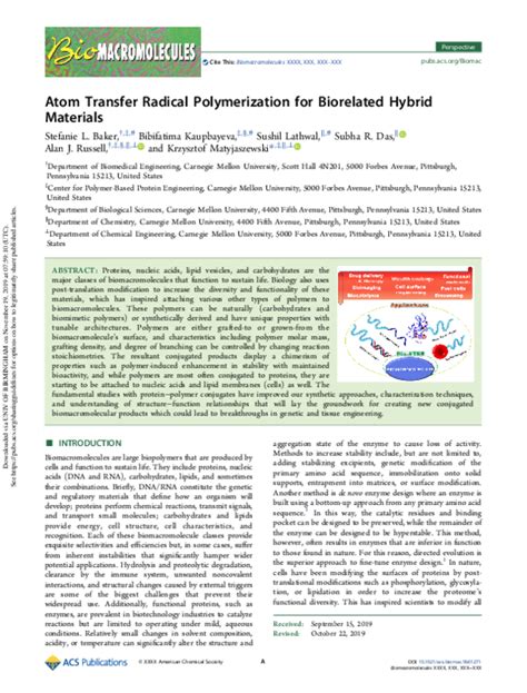 Pdf Atom Transfer Radical Polymerization For Biorelated Hybrid Materials