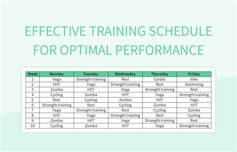 efficient training schedule for optimal performance excel template and