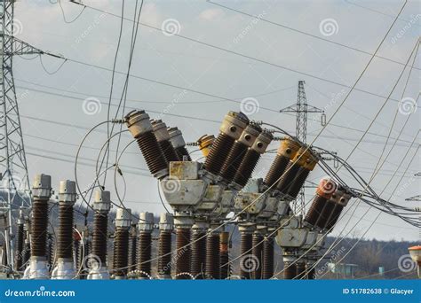 Distribution Transformation Substation Against Cityline Stock Image 76747543