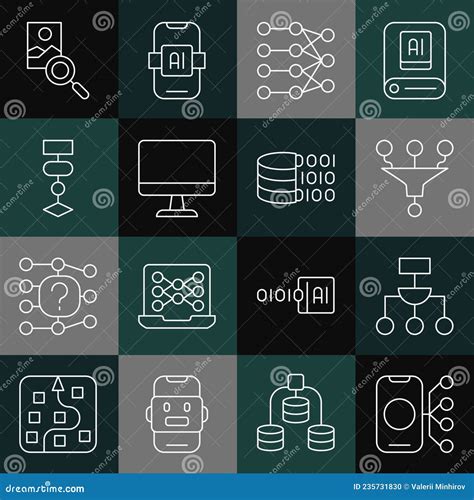 Set Line Neural Network Algorithm Funnel Filter Computer Monitor Photo Retouching And Binary