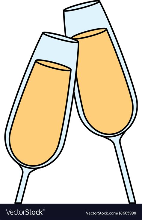Pair Of Champagne Glass Cheers Drink Celebration Vector Image