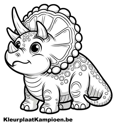 Kleurplaat Dino Triceratops Lachend Kleurplaatkampioen Be