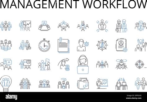Management Workflow Line Icons Collection Project Management Creative Workflow Business