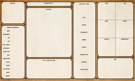 Character Sheet Template Rpg Bard