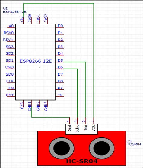 Schematic Diagram Of Motions Sensor Hc Sr04 And Nodemcu Esp8266