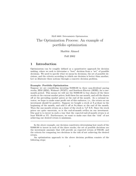 Portfolio Optimization Example
