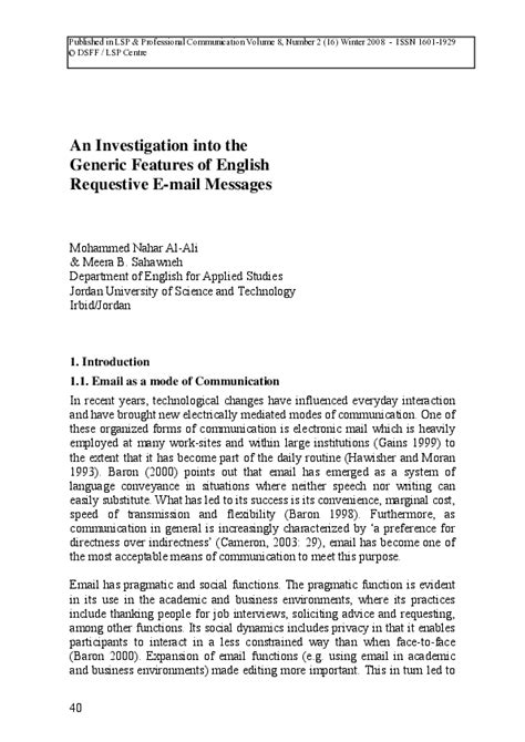 Pdf An Investigation Into The Generic Features Of English Requestive