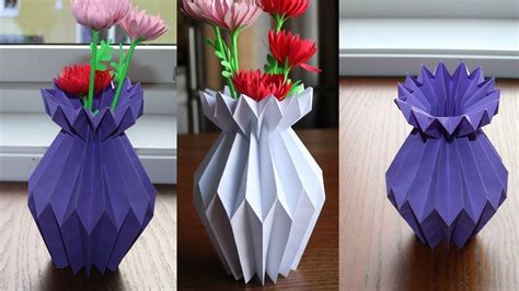 How To Make A Paper Flower Vase Diy Simple Paper Craft Flower Vase