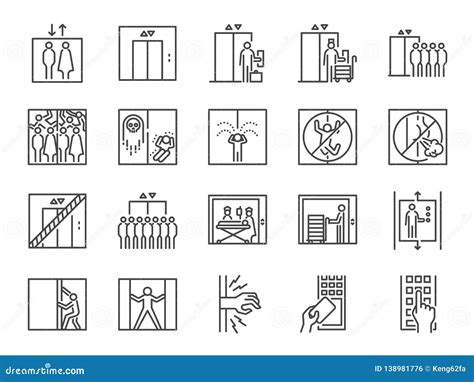 Lift Line Icon Set Included Icons As Elevator Goods Elevator Goods Lift Passenger Freight