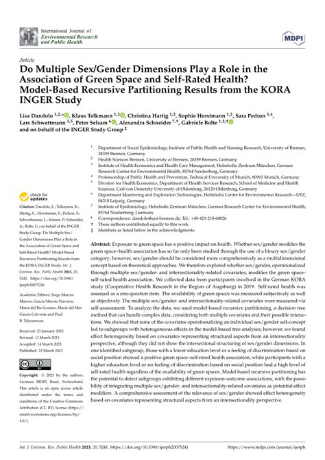Pdf Do Multiple Sexgender Dimensions Play A Role In The Association
