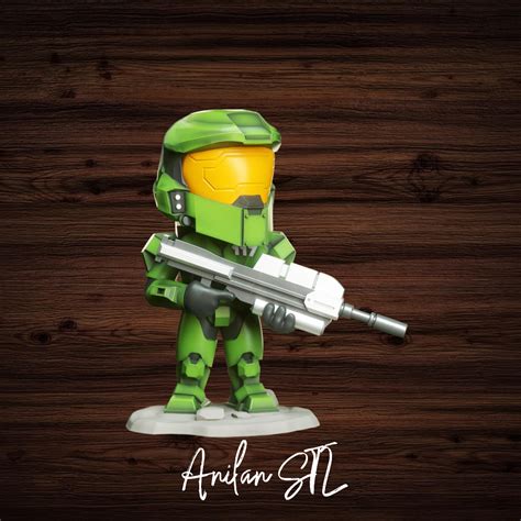 😇 Master Chief Chibi 3d Stl Halo Figure・Бесплатный Stl для 3d печать