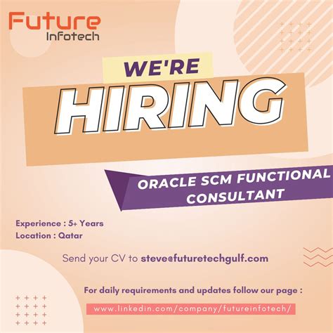Future Infotech On Linkedin Oracle Scm Functional Consultant Qatar Oraclescm Fusionscm…