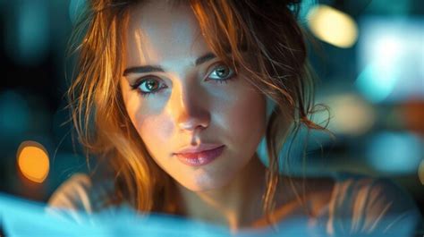 Premium Photo Woman With Blue Eyes Staring At Camera