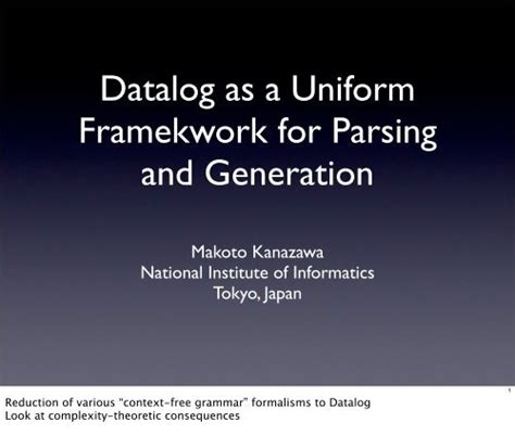 Datalog As A Uniform Framework For Parsing And Generation