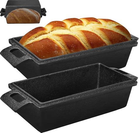 Vzznn 2 Piece Setcast Iron Loaf Panbread Pans For Homemade