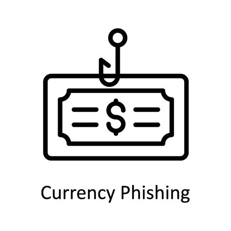 Currency Phishing Vector Outline Icon Design Illustration Cyber Security Symbol On White