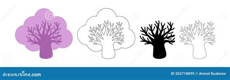 Simple Tree Shape Icon Tree Silhouette Outlined Tree Tree Symbol