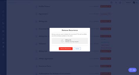 create recurring intake forms for clients to complete healthie