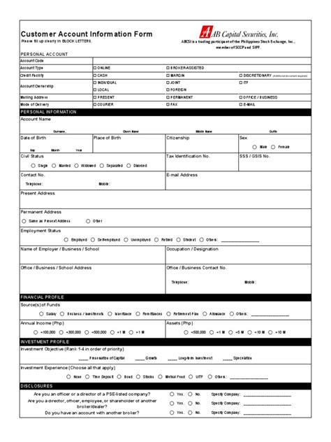 broker assisted customer account information form caif individual