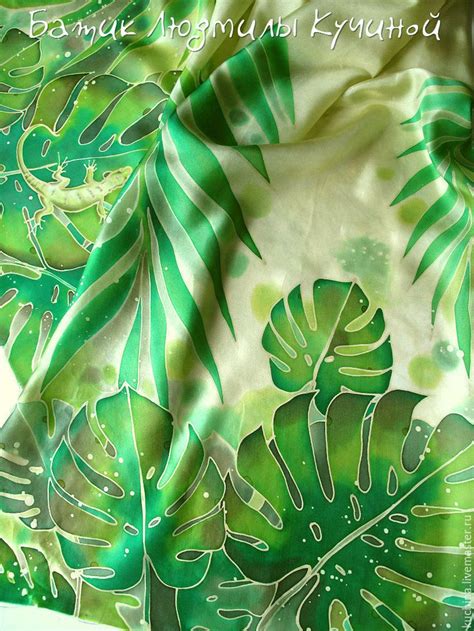 Батик шарф палантин Тропический шелковый в интернет магазине на Ярмарке Мастеров Шарфы