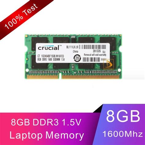 8g Crucial ครูเชียล 8gb 2rx8 Pc3 12800s Sodimm Ram Laptop Memory Intel Ddr3 1600mhz 1 5v แรม โน
