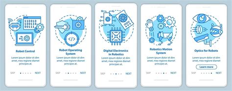 Robotics Courses Onboarding Mobile App Page Screen Vector Template Robots Learning And