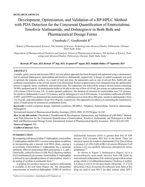 pdf development optimization and validation of a rp hplc method