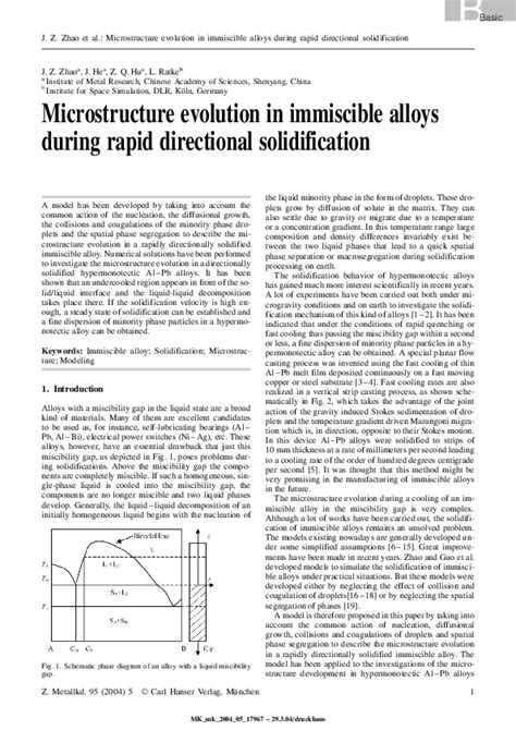 Pdf Microstructure Evolution In Immiscible Alloys During Rapid Directional Solidification
