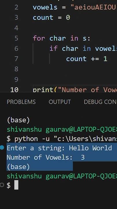 how to count vowels in string ( python for beginners ) #python #strings - YouTube