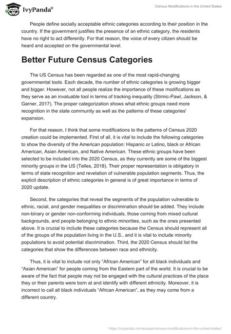 Census Modifications In The United States 1225 Words Essay Example