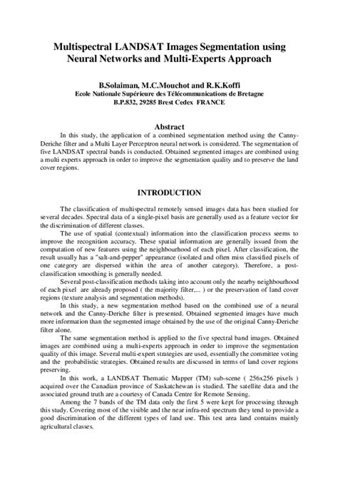 Pdf Multispectral Landsat Images Segmentation Using Neural Networks And Multi Experts Approach