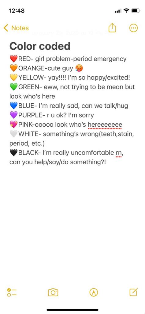 An Iphone Screen With The Text Color Coded On It