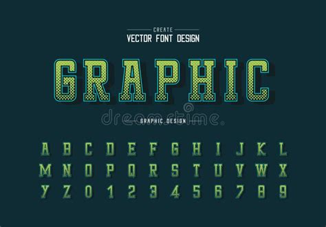 Halftone Hexagon Font And Alphabet Vector Digital Tall Typeface Letter And Number Design Stock