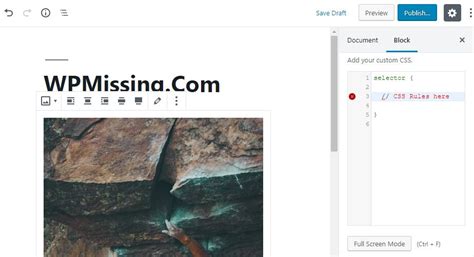 Css Editor For Gutenberg Blocks Blocks Css Wp Missing