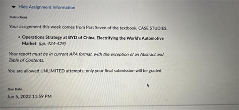 Hide Assignment Information Instructions Your