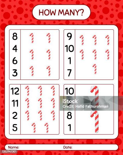 사탕 지팡이와 얼마나 많은 계산 게임 유치원 어린이용 워크시트 어린이 활동 시트 0명에 대한 스톡 벡터 아트 및 기타 이미지 0명 검색 공부 Istock