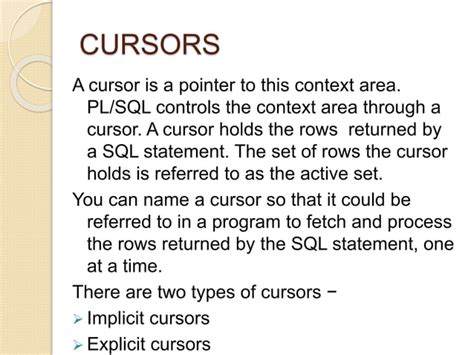 Plsql Cursors Ppt
