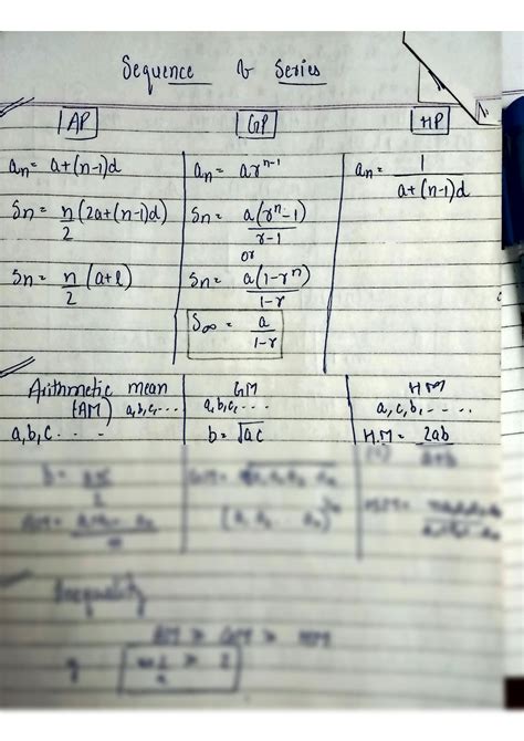 Solution Sequence And Series Handwritten Notes For Complete Formula