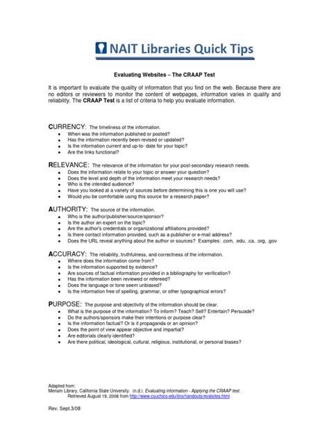 craap evaluation sheet pdf information science cognition