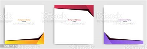 기하학적 사각형 소셜 미디어 배너 레이아웃 세트 그라데이션 색상의 광고 상거래 판매 템플릿에 대한 제품 배경 표시 바닥글 디자인 요소에 대한 스톡 벡터 아트 및 기타 이미지