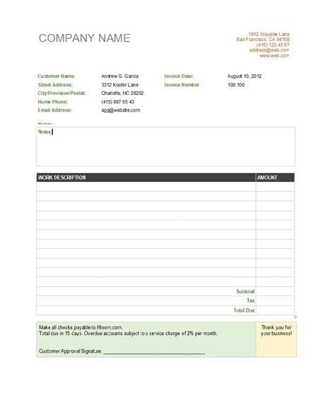 Simple Service Invoice Templates MS Word TemplateArchive
