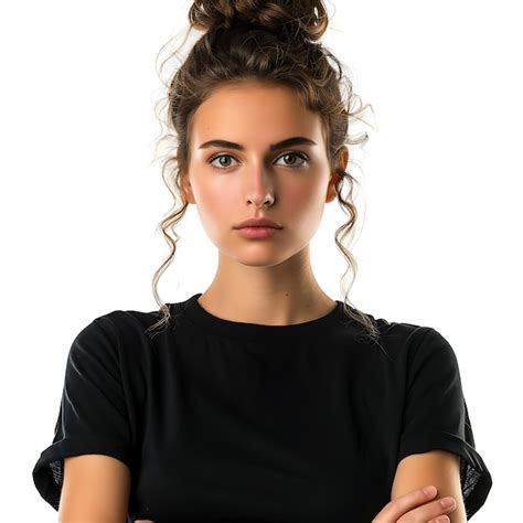 A Woman With Her Arms Crossed And A Black Shirt With A Long Braided