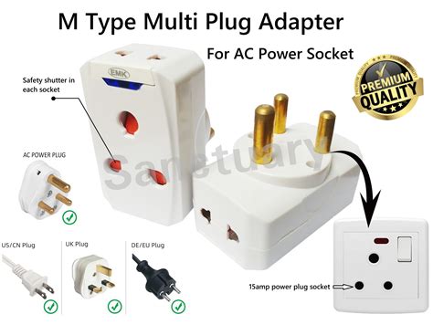 15amp Multi Plug Adapter For Power Plug M Type Power Plug Multi Plug