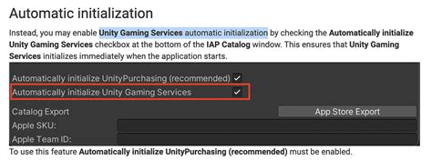 Missing Option To Enable Unity Gaming Services Automatic Initialization